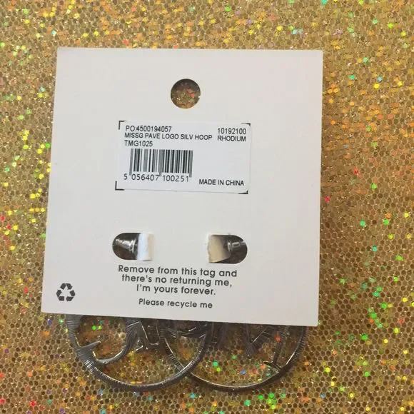 Missguided | Jewelry | Missguidedsilver And Rhinestones Hoop Earrings ...
